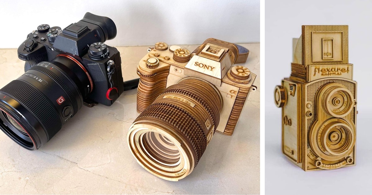 Artist Creates Incredibly Detailed Wooden Models of Vintage Cameras