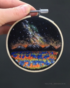 Embroidery Artist Combines Space and Flowers in Surreal Dreamscapes
