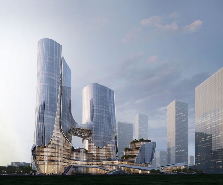 Futuristic Tower Complex Featuring Dazzling LED Light Display