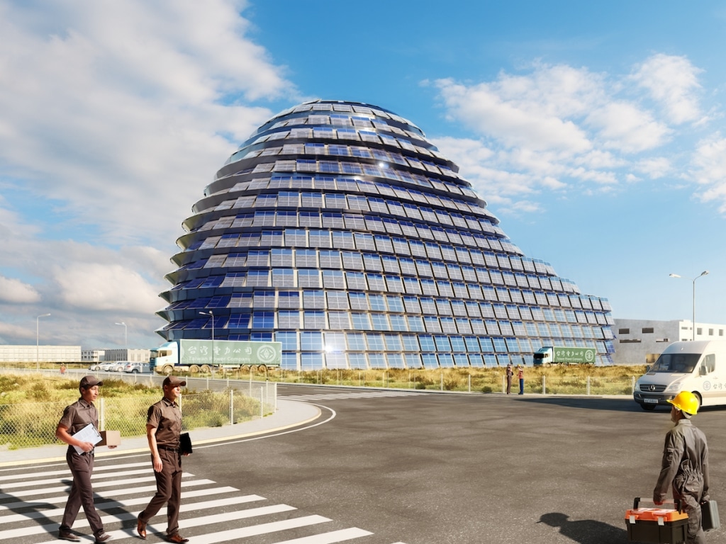 “Sun Rock” Power Supply Building in Taiwan Is Covered in Solar Panels