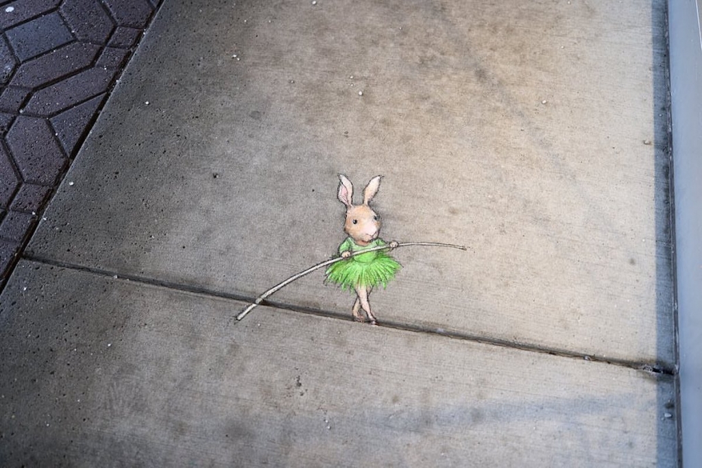 Street Artist Finds Unexpected Places for Whimsical Chalk Drawings