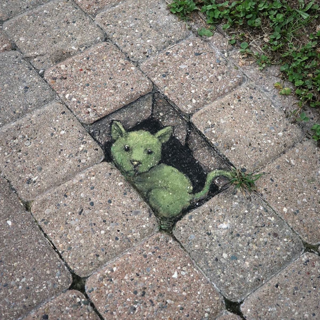 Street Artist Finds Unexpected Places for Whimsical Chalk Drawings