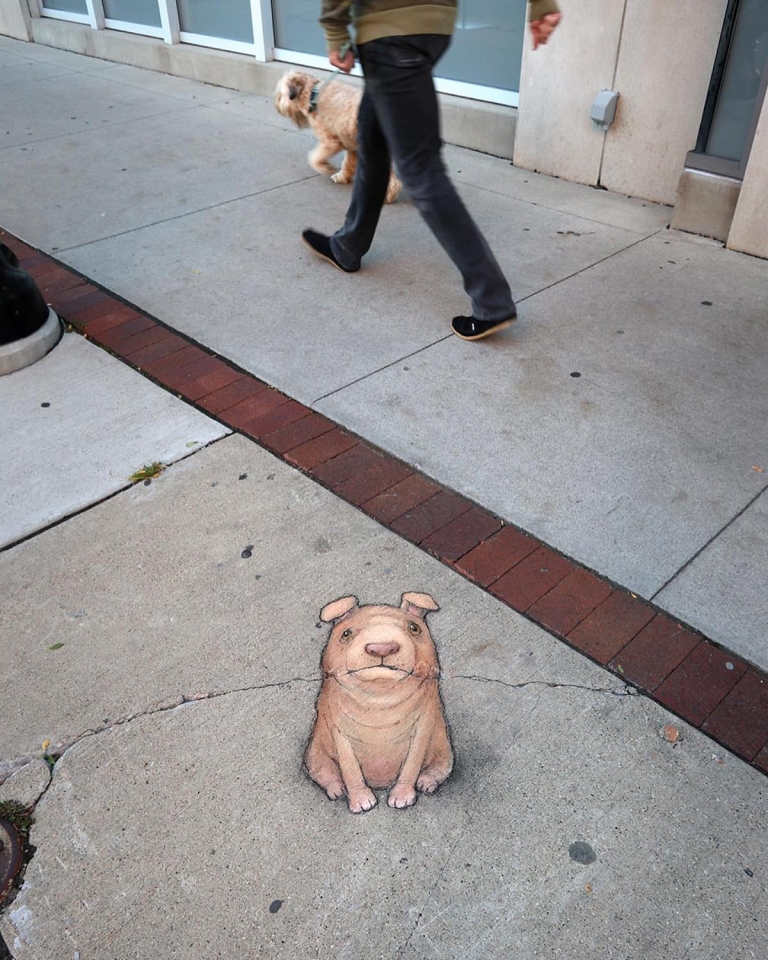 Street Artist Finds Unexpected Places for Whimsical Chalk Drawings