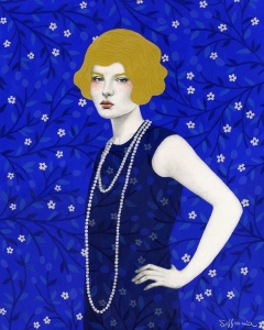 Watercolor Portraits Merge Enigmatic Subjects into Patterned Backgrounds