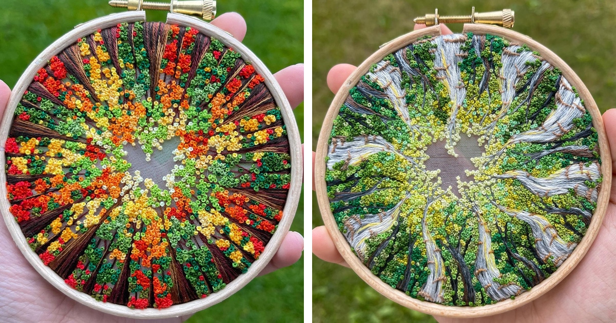 Organza Embroidery Captures Awe-Inspiring View of the Forest