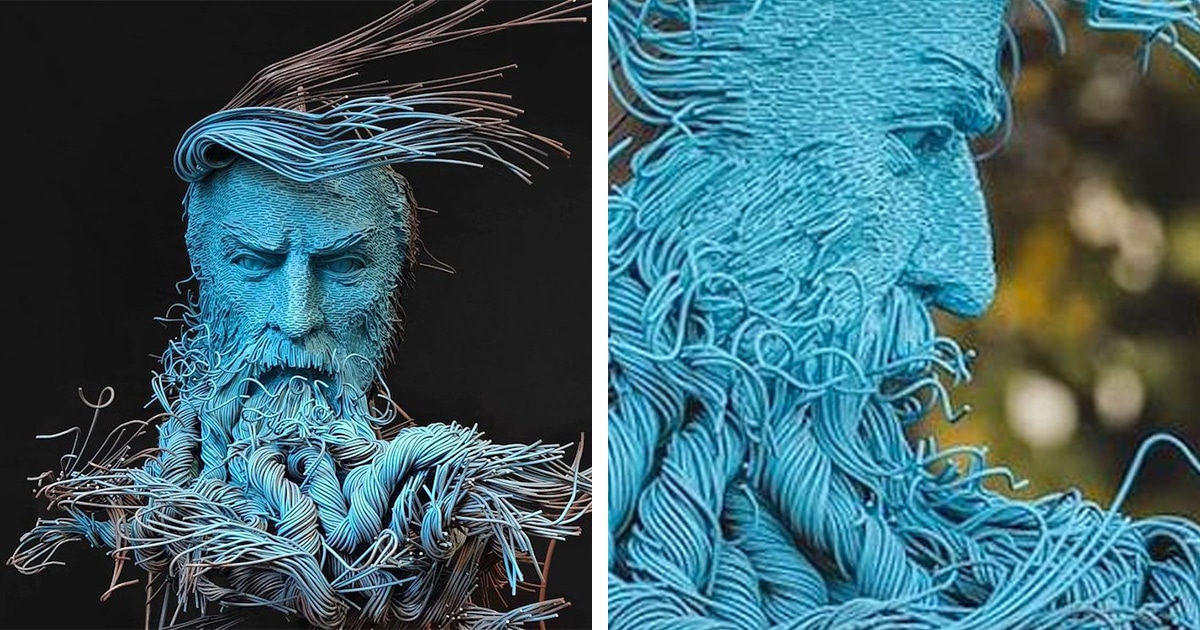 Sculptor Constructs Realistic Human Faces From Metal Wire