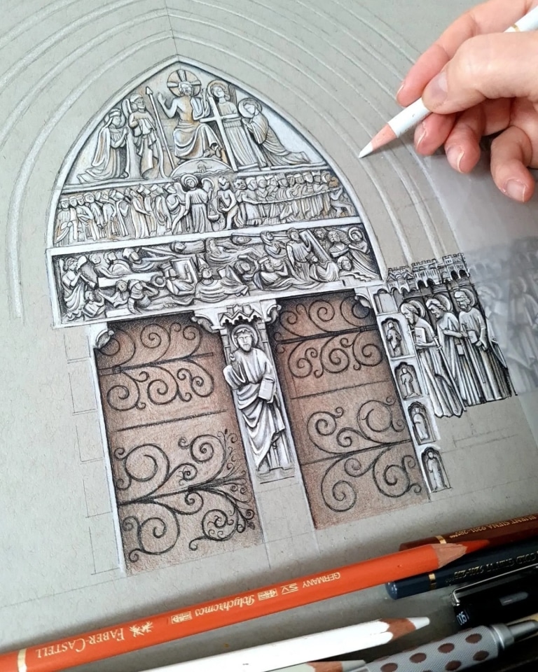 Amazing Urban Sketching Highlights the Beauty of Historic Façades