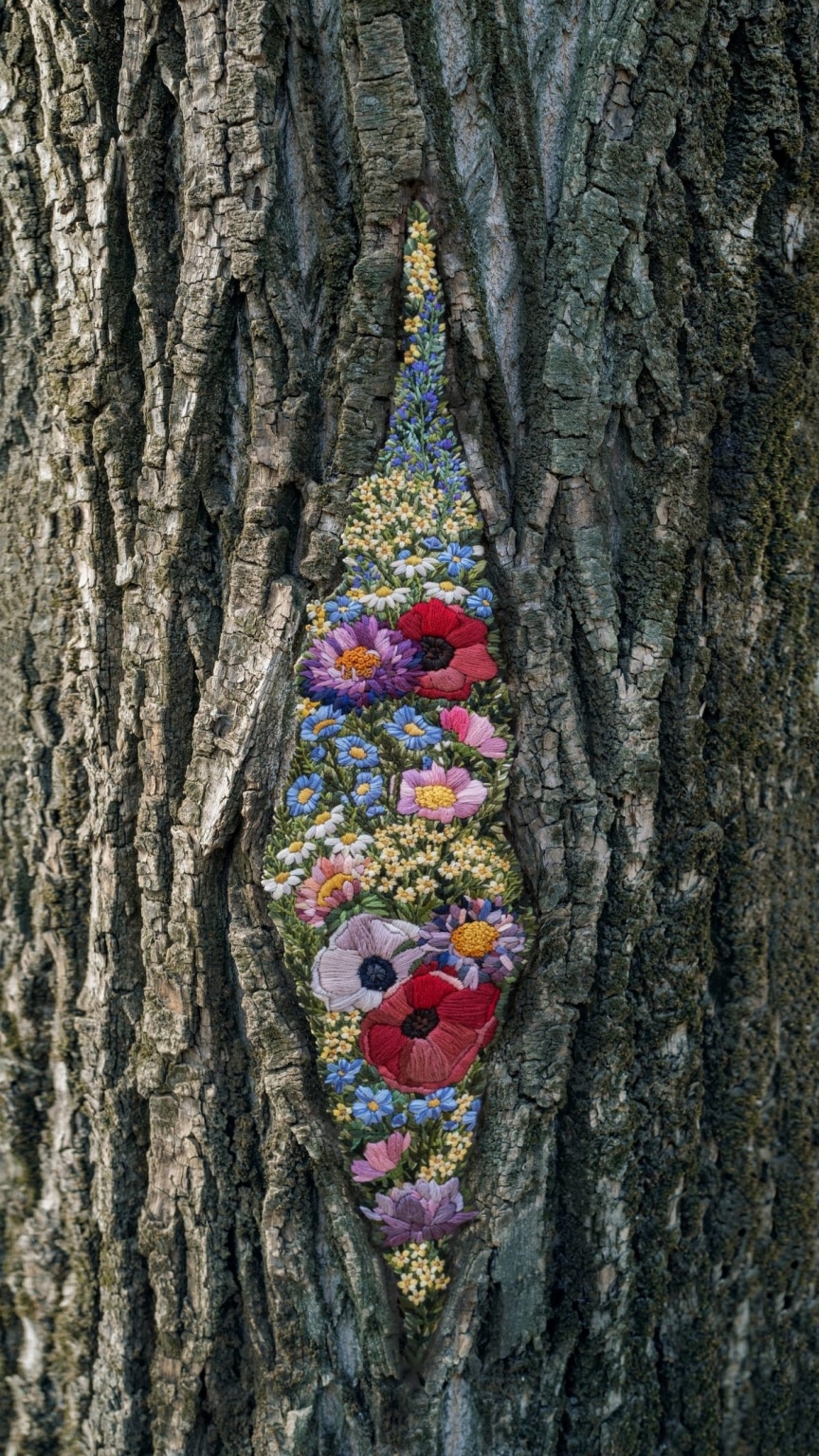 Ukrainian Artist Creates Unconventional Embroidery In Trees and Metal