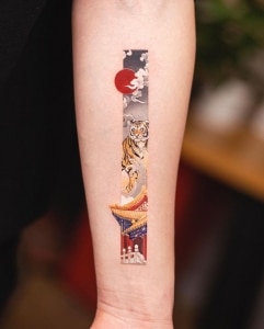 Rectangular Tattoos Contain Delicate Paintings Inspired by Chinese Art