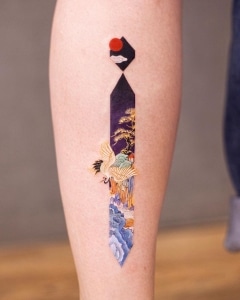 Rectangular Tattoos Contain Delicate Paintings Inspired by Chinese Art