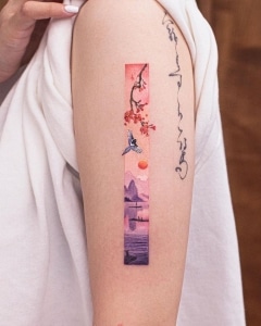 Rectangular Tattoos Contain Delicate Paintings Inspired by Chinese Art