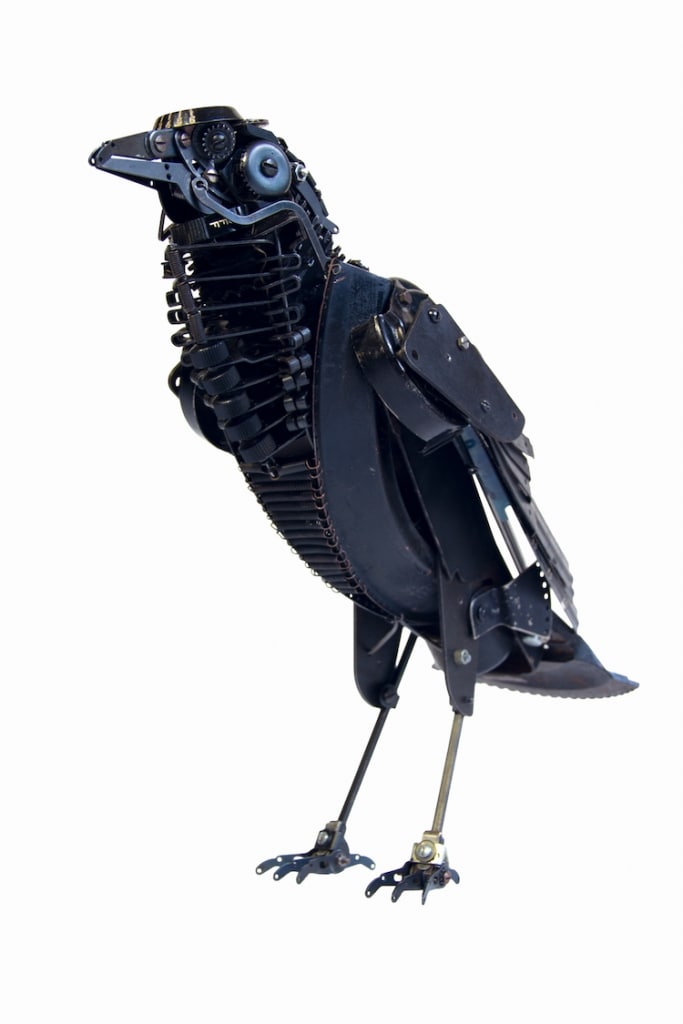 Artist Uses Vintage Typewriters to Create Moving Bird Sculptures