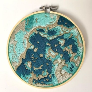 Artist Transforms Satellite Images of the Ocean Into Embroidery Art