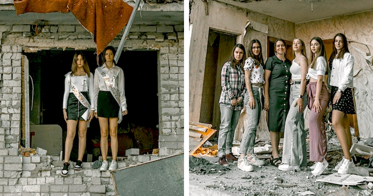 40 Graduating Ukrainians Take Photos in Rubble Created by War