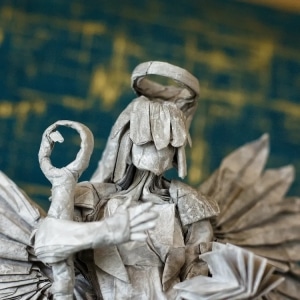 Origami Artist Folds a Stone Angel Figure Using a Single Sheet of Paper ...