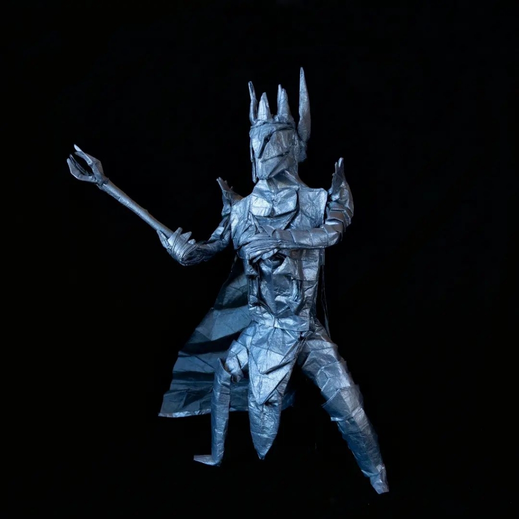 Origami Artist Folds a Stone Angel Figure Using a Single Sheet of Paper ...