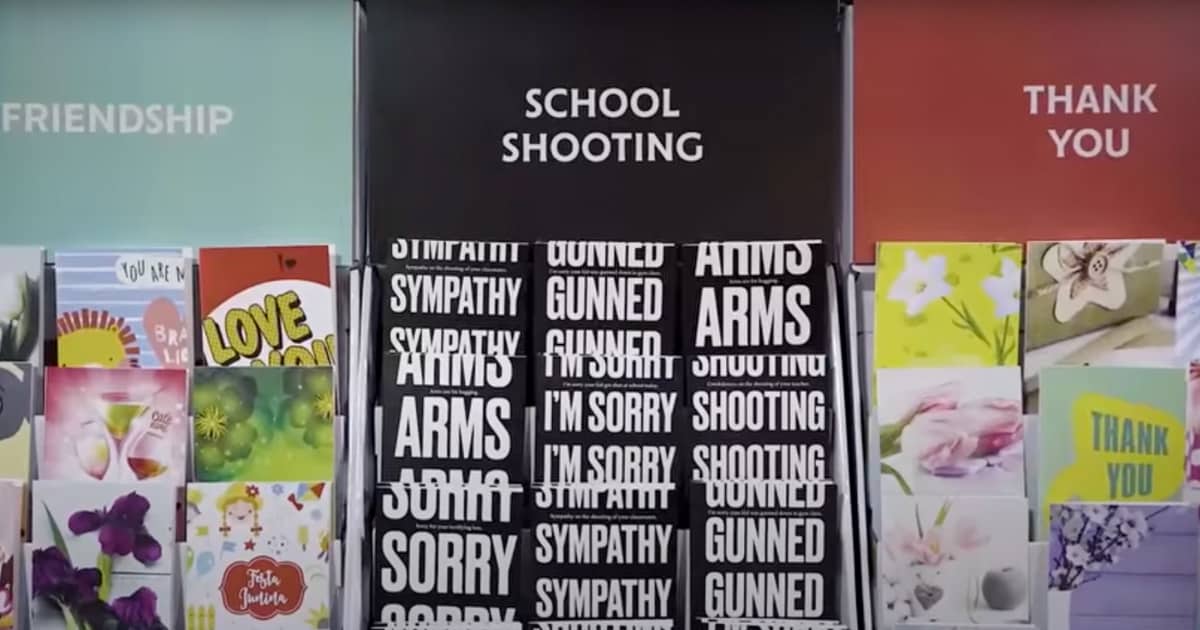Viral Video Shocks Shoppers With School Shooting Greeting Card Line
