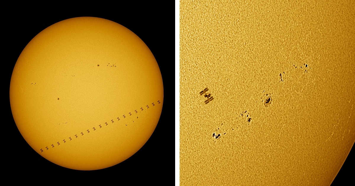 Astrophotographer Watches ISS Transit Sun from Backyard