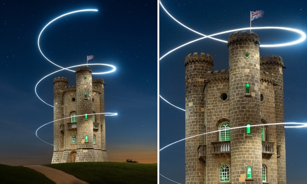 Photographer Uses Drone to Wrap Historic Tower in Light