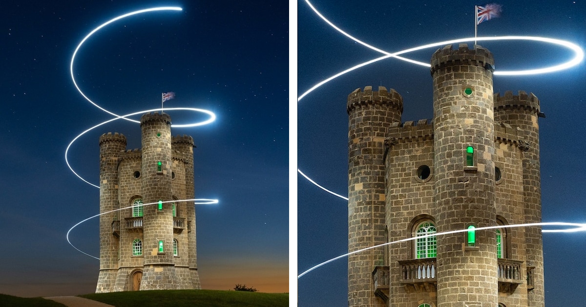 Photographer Uses Drone to Wrap Historic Tower in Light