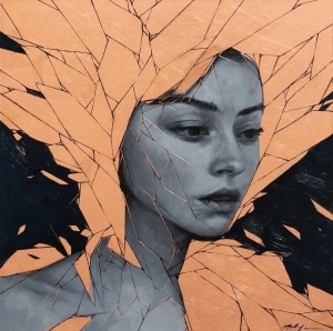 Artist Creates Metallic Paintings of Ethereal Female Figures