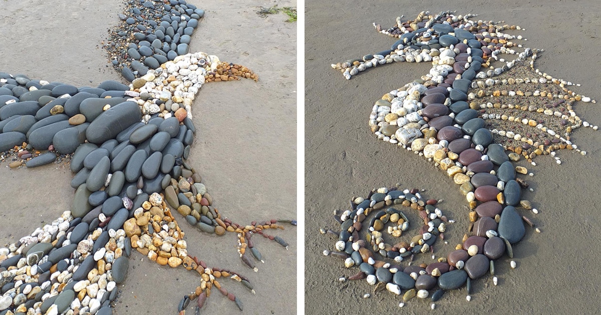 Family Creates Charming Beach Art Using Natural Materials