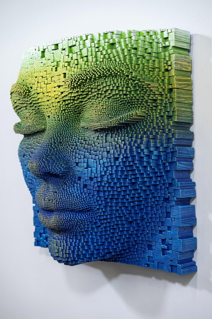 Enigmatic Faces Emerge From Vibrantly Colored Wooden “Pixels” | My ...