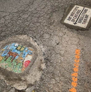 Artist Transforms Potholes Into Colorful Mosaic Art