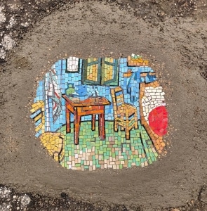 Artist Transforms Potholes Into Colorful Mosaic Art