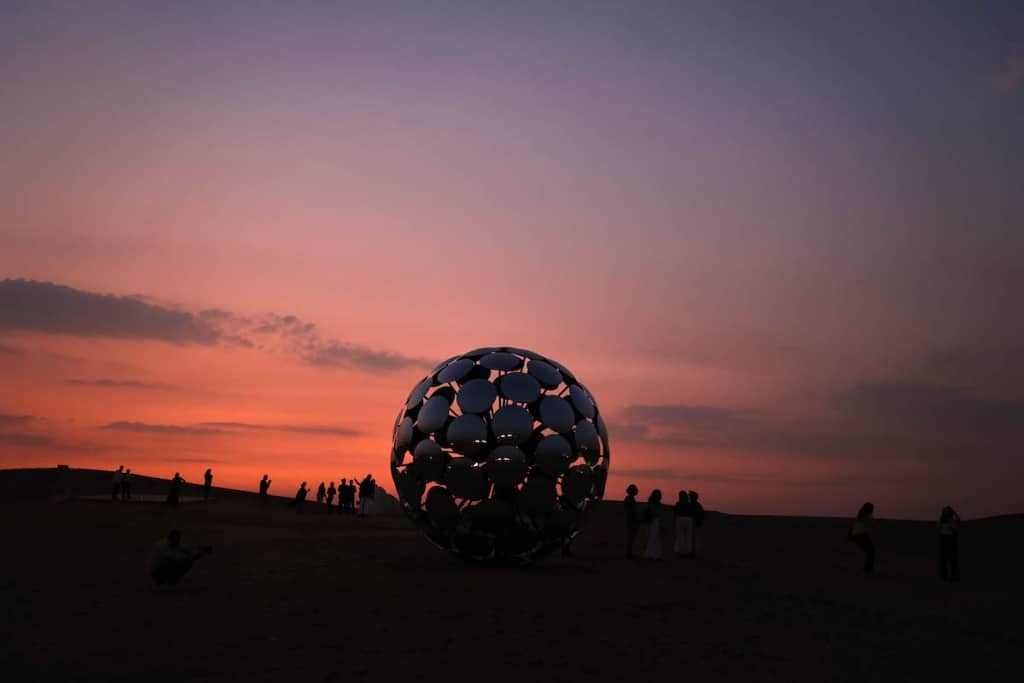 Pyramids Are a Dramatic Backdrop for a Mirrored Orb Inspired by Ancient ...