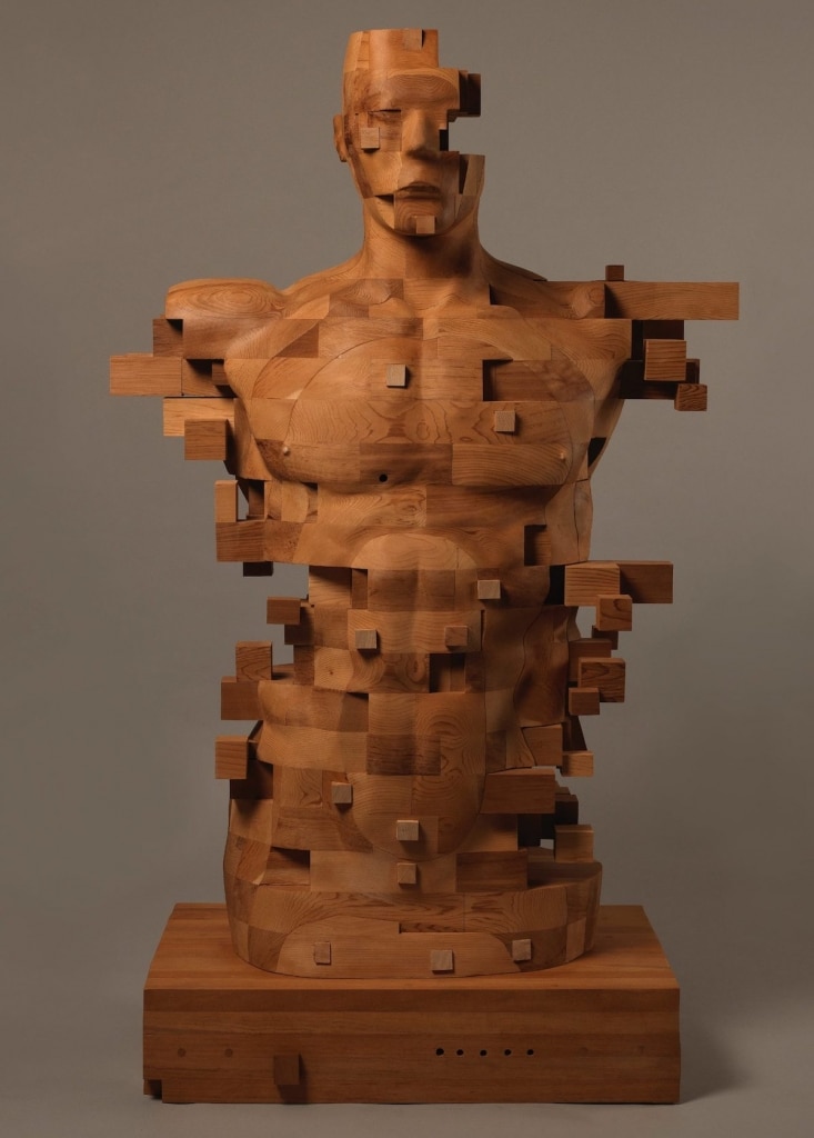 Wooden Sculptures of People and Animals Look Like Pixelated Glitches in ...