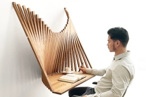 This Elegant Wall Hanging Doubles as a Stylish Wood Desk