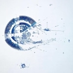 Artist Mends Broken Plates in Pen and Ink Drawings