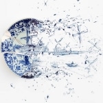 Artist Mends Broken Plates in Pen and Ink Drawings