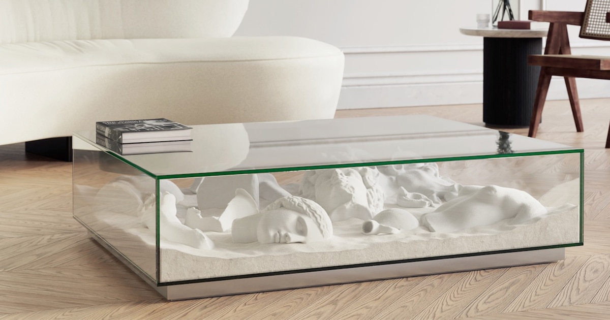 Glass Table Contains Classical Sculptures Inspired by the Past