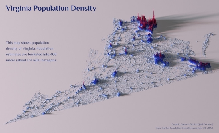 3D Maps Visualize the Stark Population Density Differences in Cities in ...