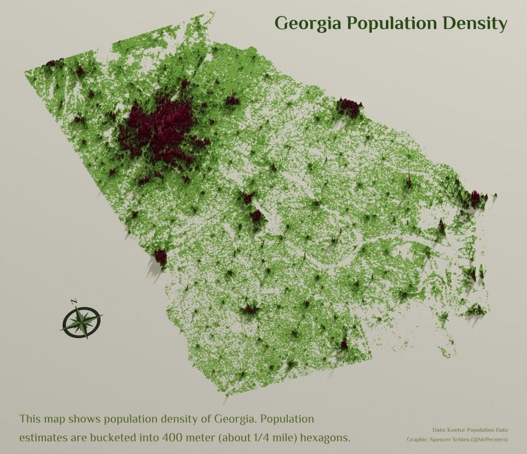 3D Maps Visualize the Stark Population Density Differences in Cities in ...