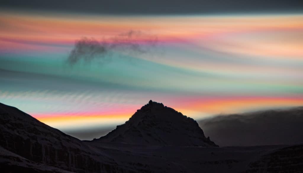 Freezing Temps Cause Rainbow Clouds to Appear in Iceland