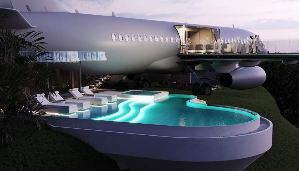 Boeing 737 Transformed Into Luxury Villa on the Cliffs of Bali