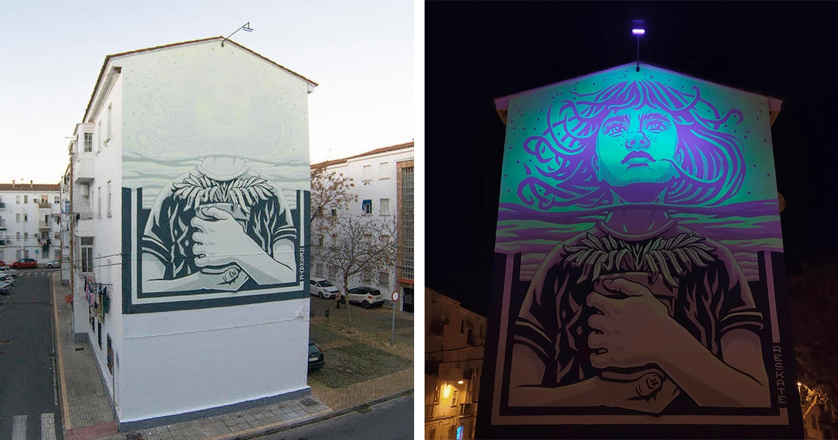 Incredible Light-Sensitive Mural Changes After Dark
