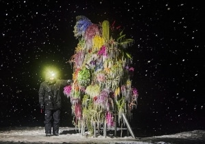 Artist Constructs Frozen Sculpture Made of Flowers and Ice