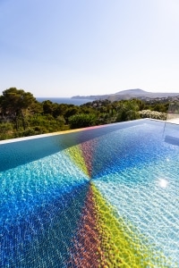 Rainbow Swimming Pool Features 130,000 Glass Mosaic Tiles