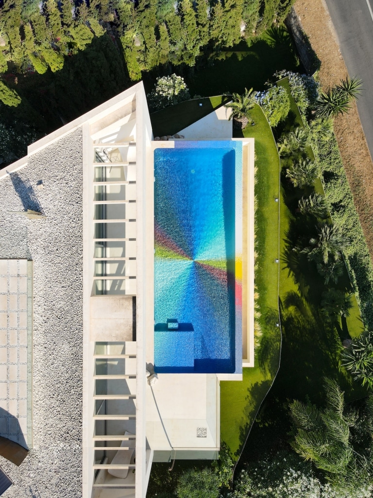 Designer Creates Colorful Swimming Pool With 130,000 Rainbow Glass ...