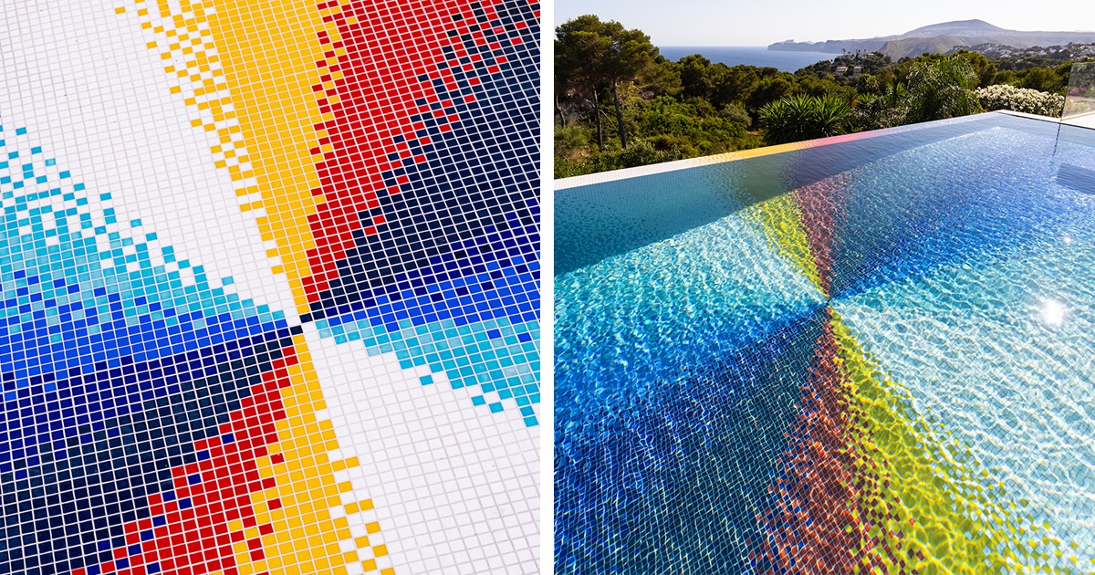 Rainbow Swimming Pool Features 130,000 Glass Mosaic Tiles