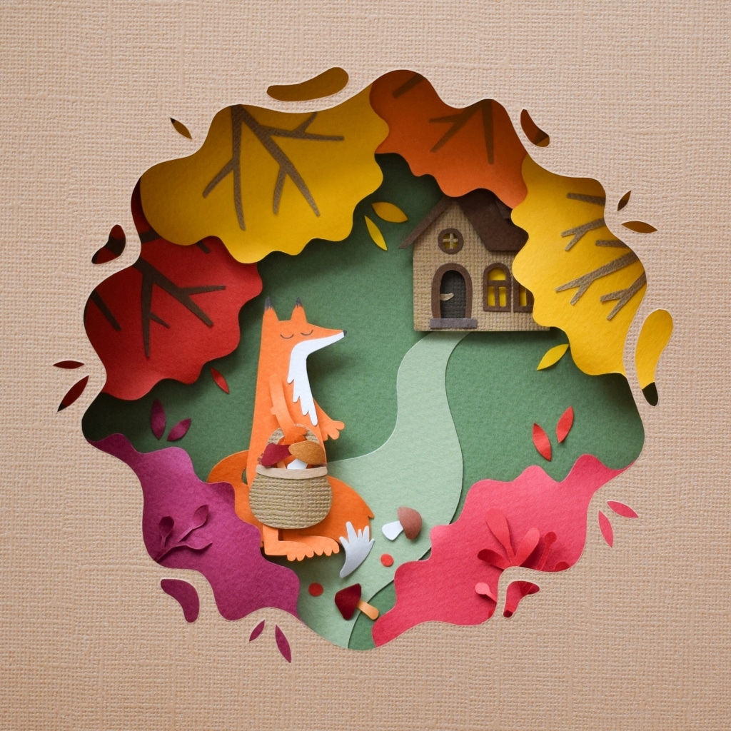 Artist Hand-Cuts and Layers Colorful Sheets of Paper To Create ...