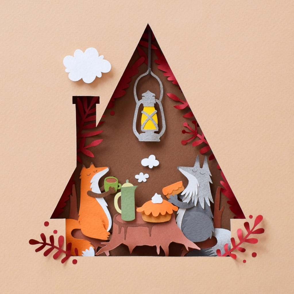 Artist Hand-Cuts and Layers Colorful Sheets of Paper To Create ...