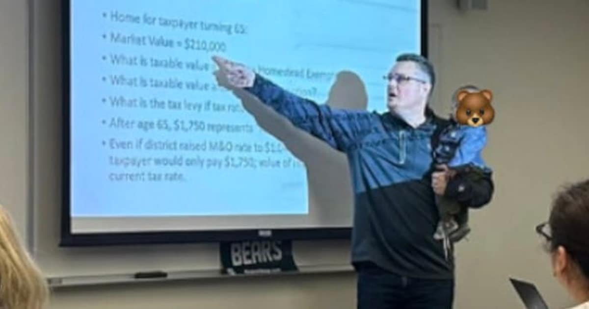 Professor Holds Onto Student's Kid During College Lecture