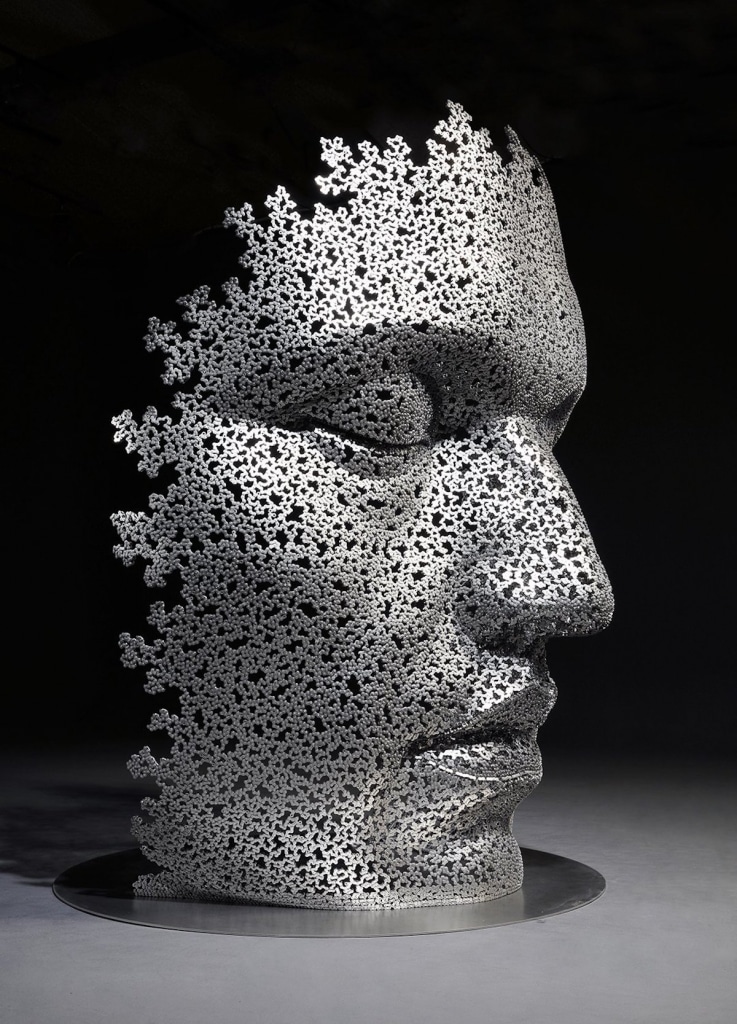 Artist Renders Enigmatic Human Faces With Bicycle Chains