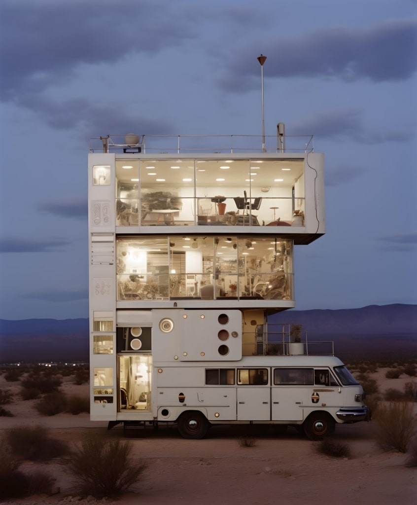 AI’s Multi-Tiered Camper Vans Visualize the Surreal Future of Nomadic ...