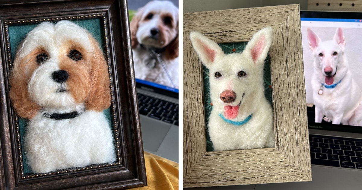 Adorable Needle Felted Dog Portraits by AnneliFelts